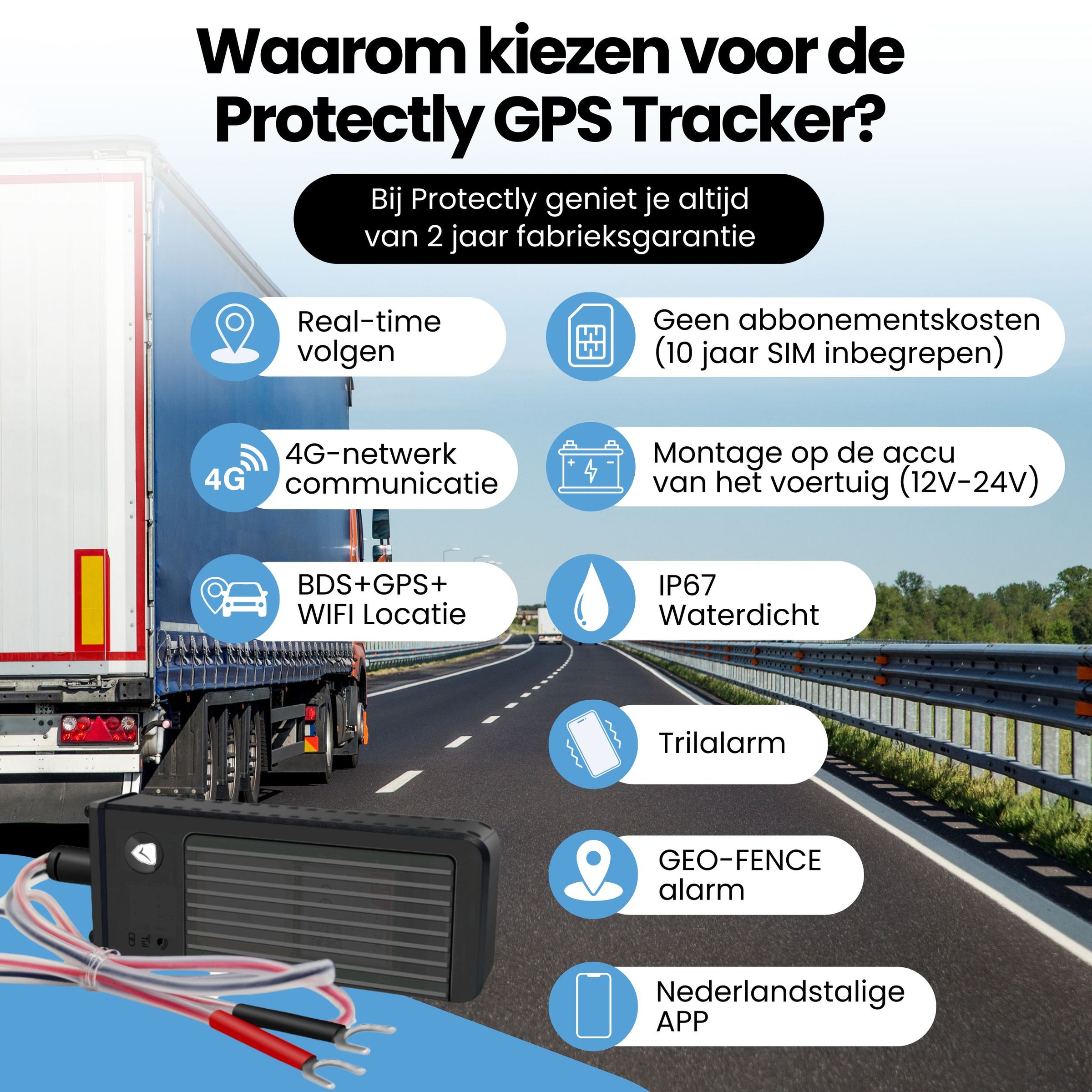 GPS Tracker Auto zonder Abonnement – Real-time Volgen - 12V